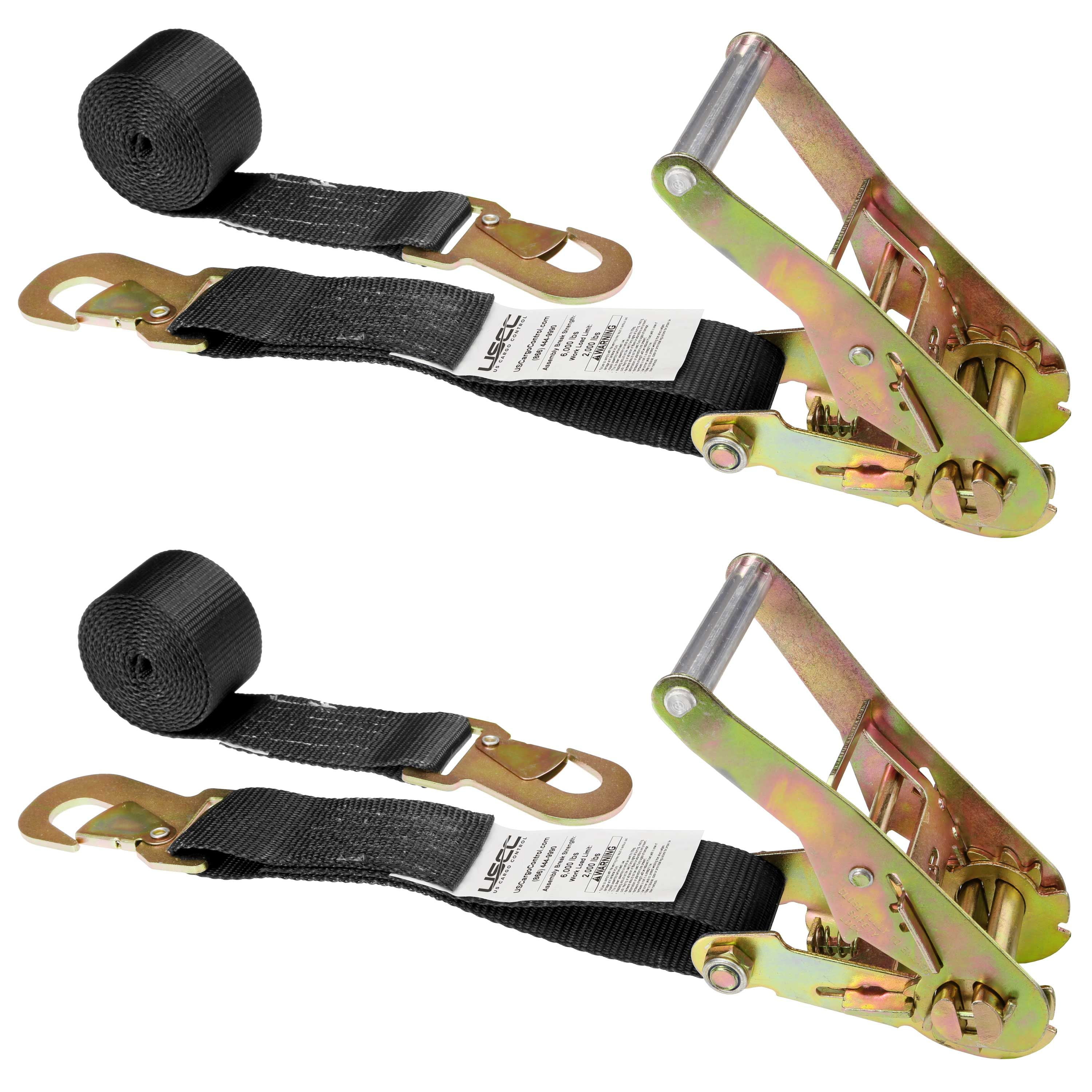 US Cargo Control, Car Straps, Ratchet Straps with Snap Hook, 2 Inch ...
