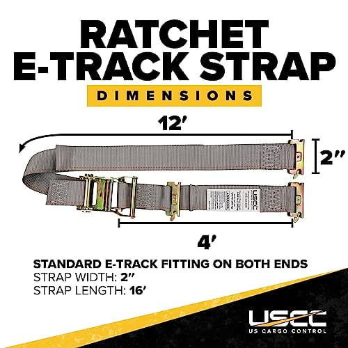 US Cargo Control Double-Fitted E Track Ratchet Straps (4 Pack), 4,400 ...