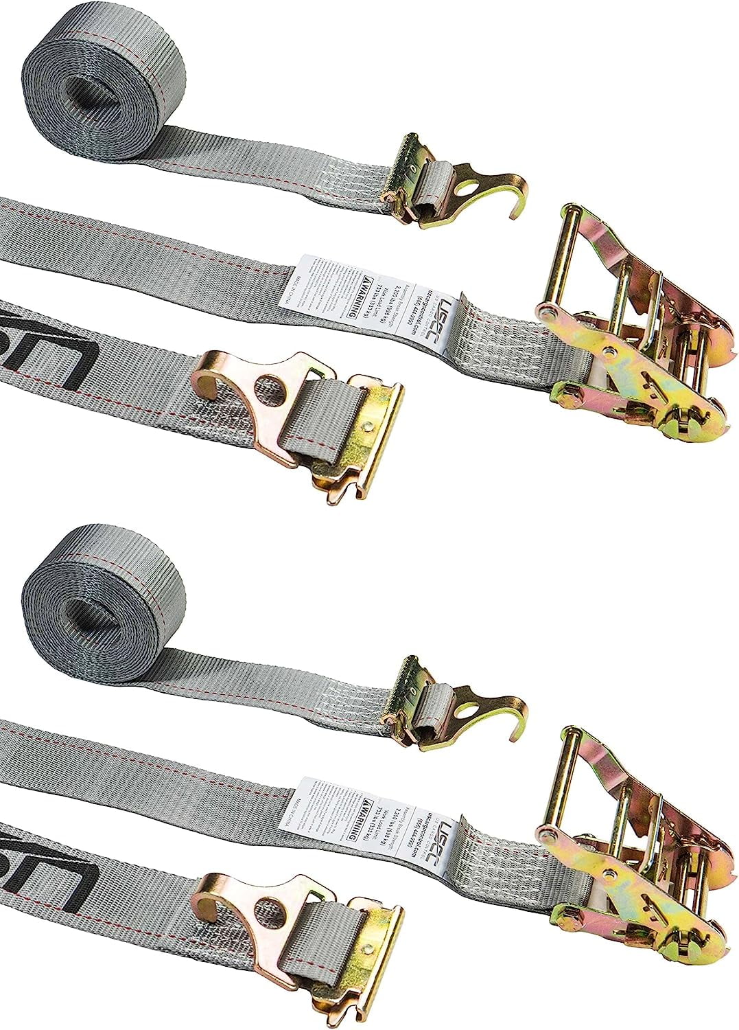 US Cargo Control Dual-End E-Track Straps for Van Trailer (2 Pack), 2 in ...