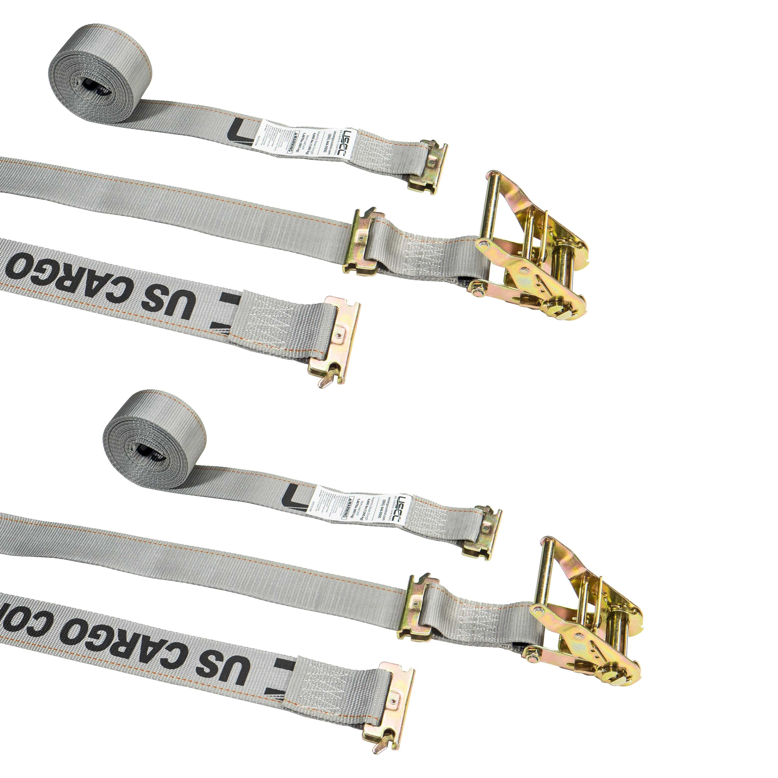 US Cargo Control E Track Ratchet Strap With Double-Fitted End - 2 Inch X 16 Foot Gray E Track ...
