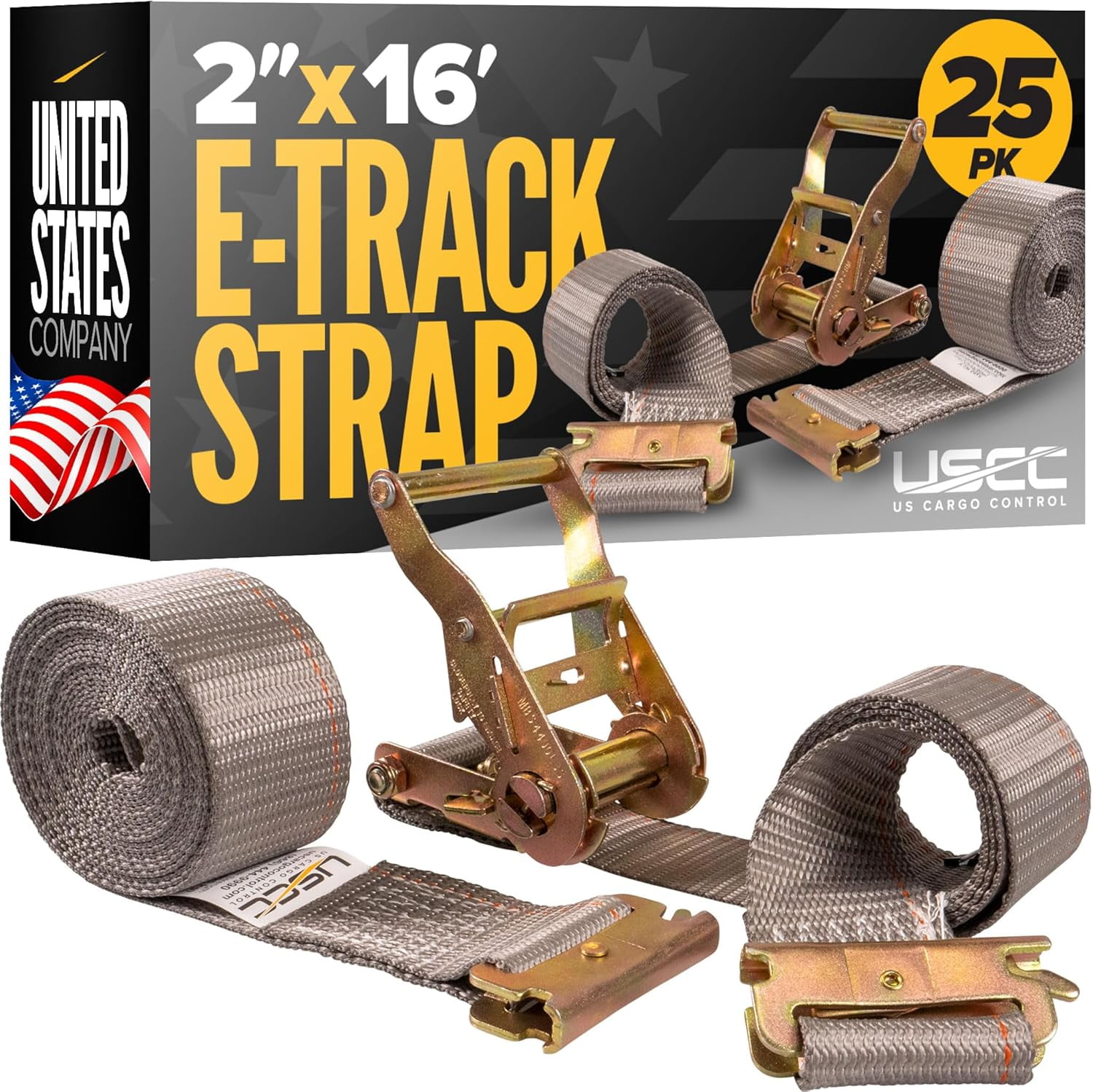 US Cargo Control E-Track Ratchet Straps (25-Pack), 4,400 LBS Break ...