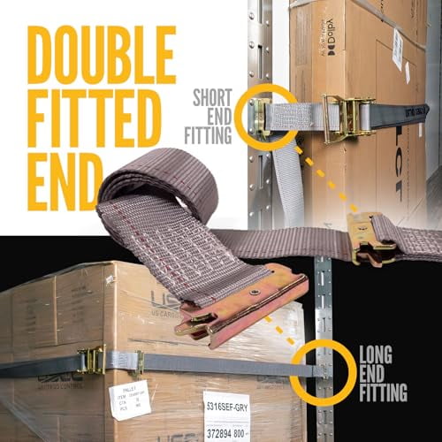 US Cargo Control E Track Ratchet Straps (4 Pack), 4,400 LBS Break ...
