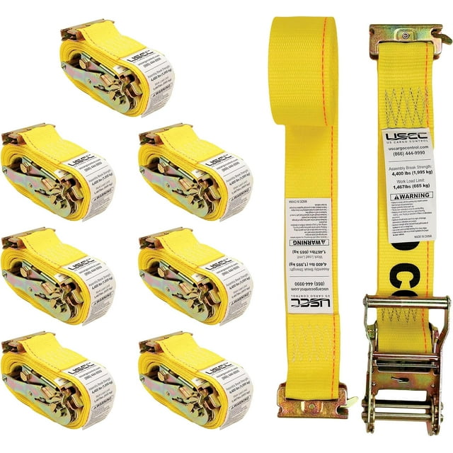 US Cargo Control E-Track Ratchet Straps (8-Pack), 4,400 LBS Break ...