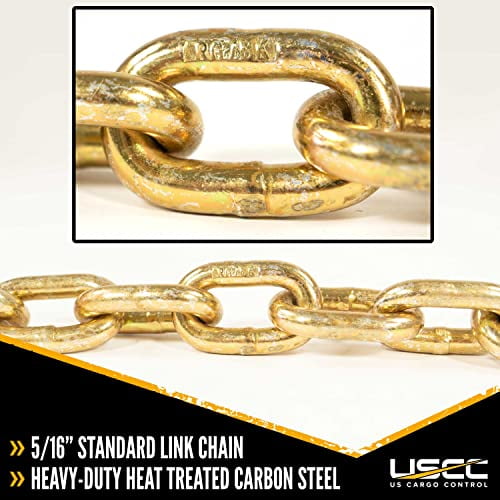 US Cargo Control Grade 70 Transport Chain with Clevis Grab Hooks, 5/16 ...