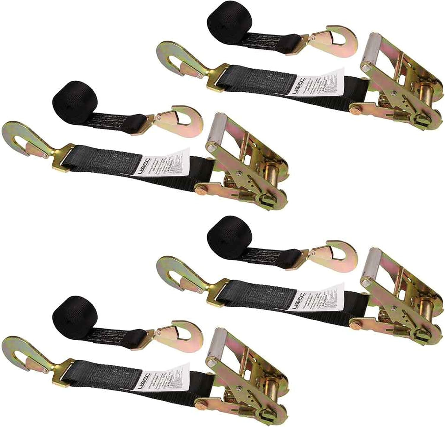 US Cargo Control Ratchet Straps with Twisted Snap Hooks 2 Inch x 8 Foot ...