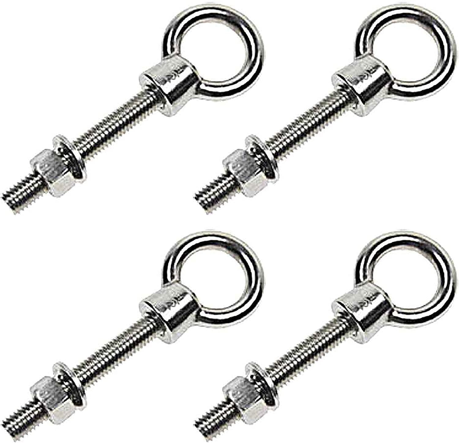 US Cargo Control Shoulder Eye Bolts - Stainless Steel Type 316 - Long - 3/8" x 12" - 4 Pack ...