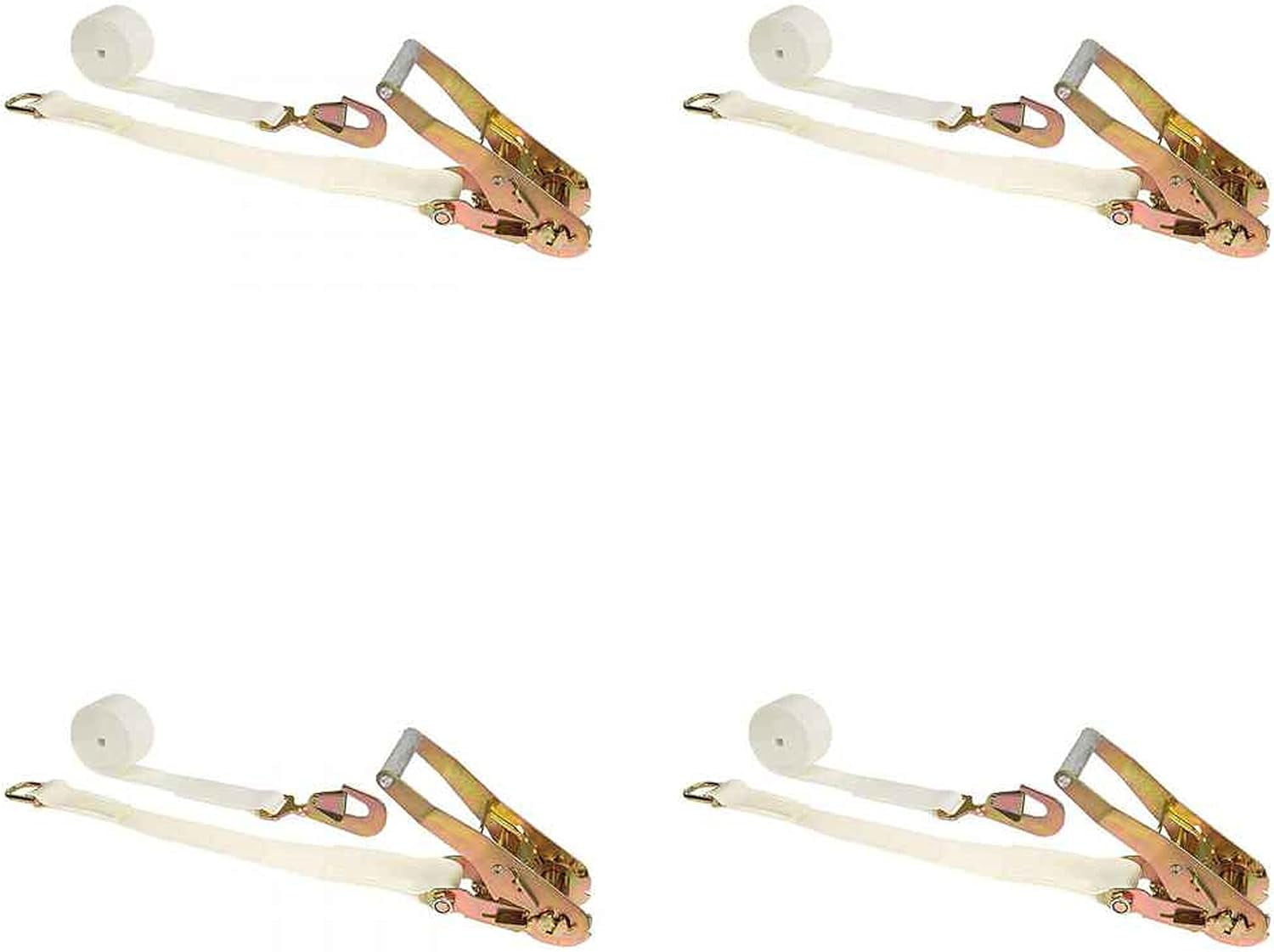 US Cargo Control White Tent Ratchet Straps (4-Pack), 2 Inch x 15 Foot ...