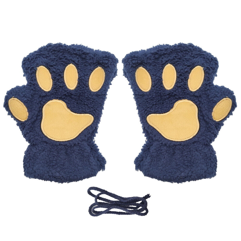 US Cat Claw Bear Paw Gloves Women Warm Plush Faux Fur Cosplay ...