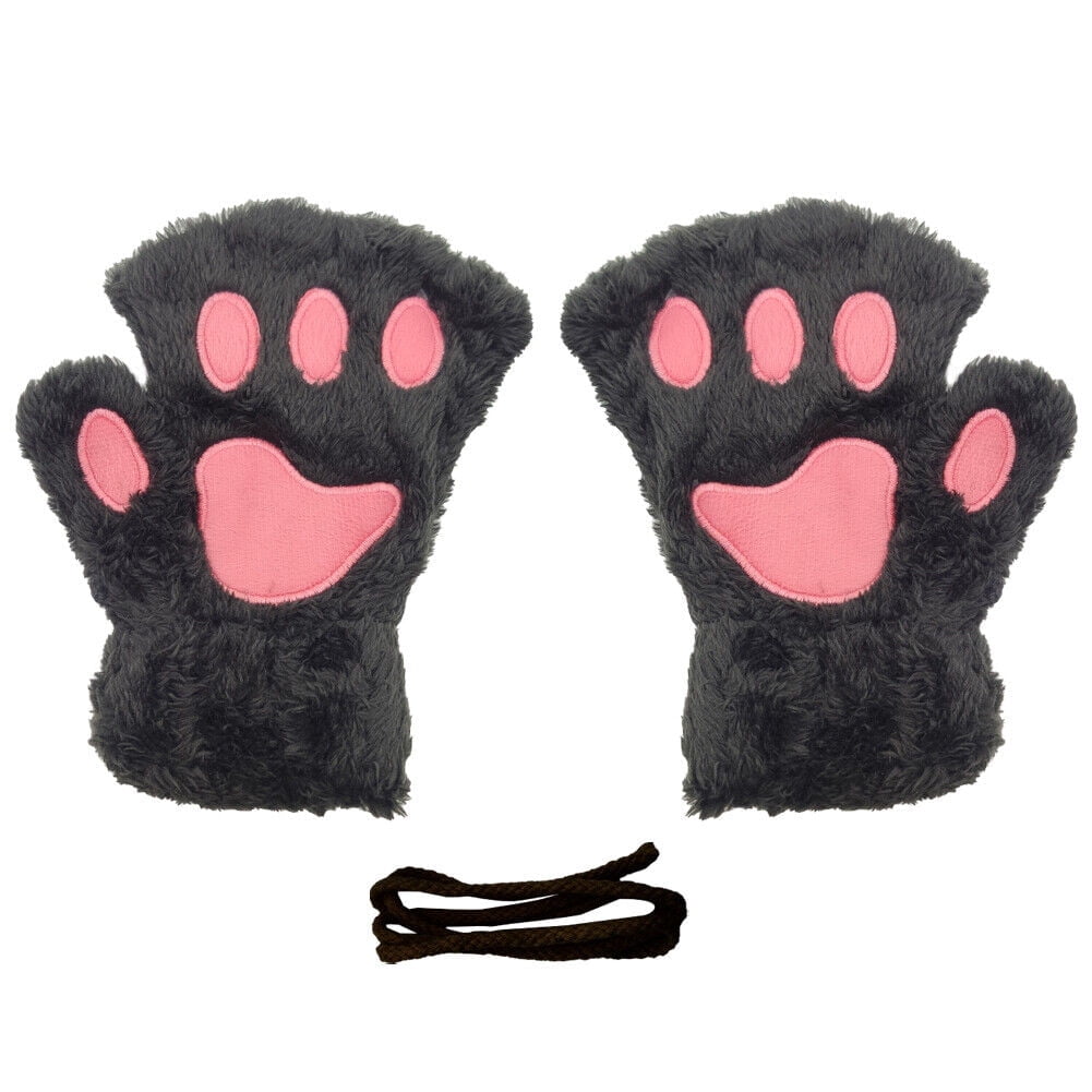 Fur Suit Cat Claw Bear Paw Fingerless Plush Gloves Furry Faux Fur Furry ...