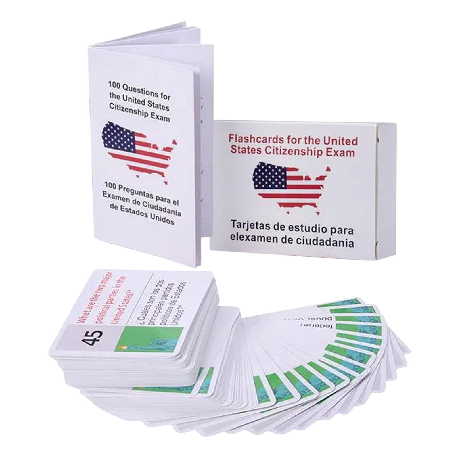 US Citizenship Test Cards English Spanish Naturalization Study 100 ...