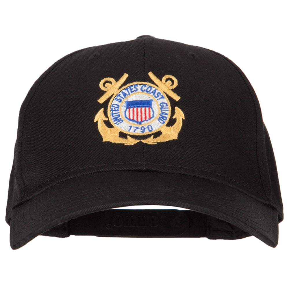 US Coast Guard Anchors Embroidered Solid Cotton Pro Style Cap - Black ...