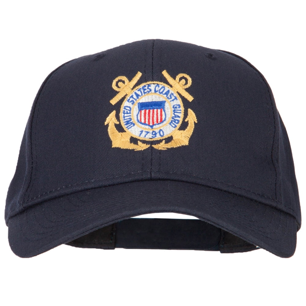 US Coast Guard Anchors Embroidered Solid Cotton Pro Style Cap - Navy ...