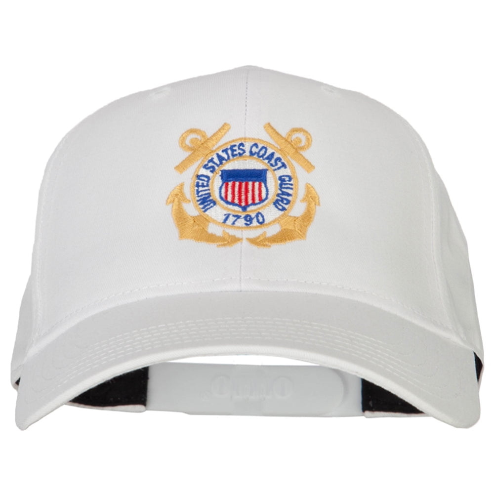 US Coast Guard Anchors Embroidered Solid Cotton Pro Style Cap - White ...