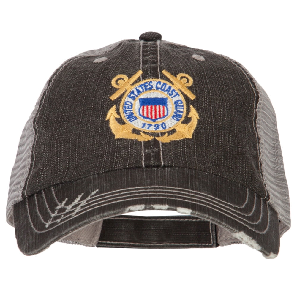 US Coast Guard Anchors Logo Embroidered Low Profile Cotton Mesh Cap ...