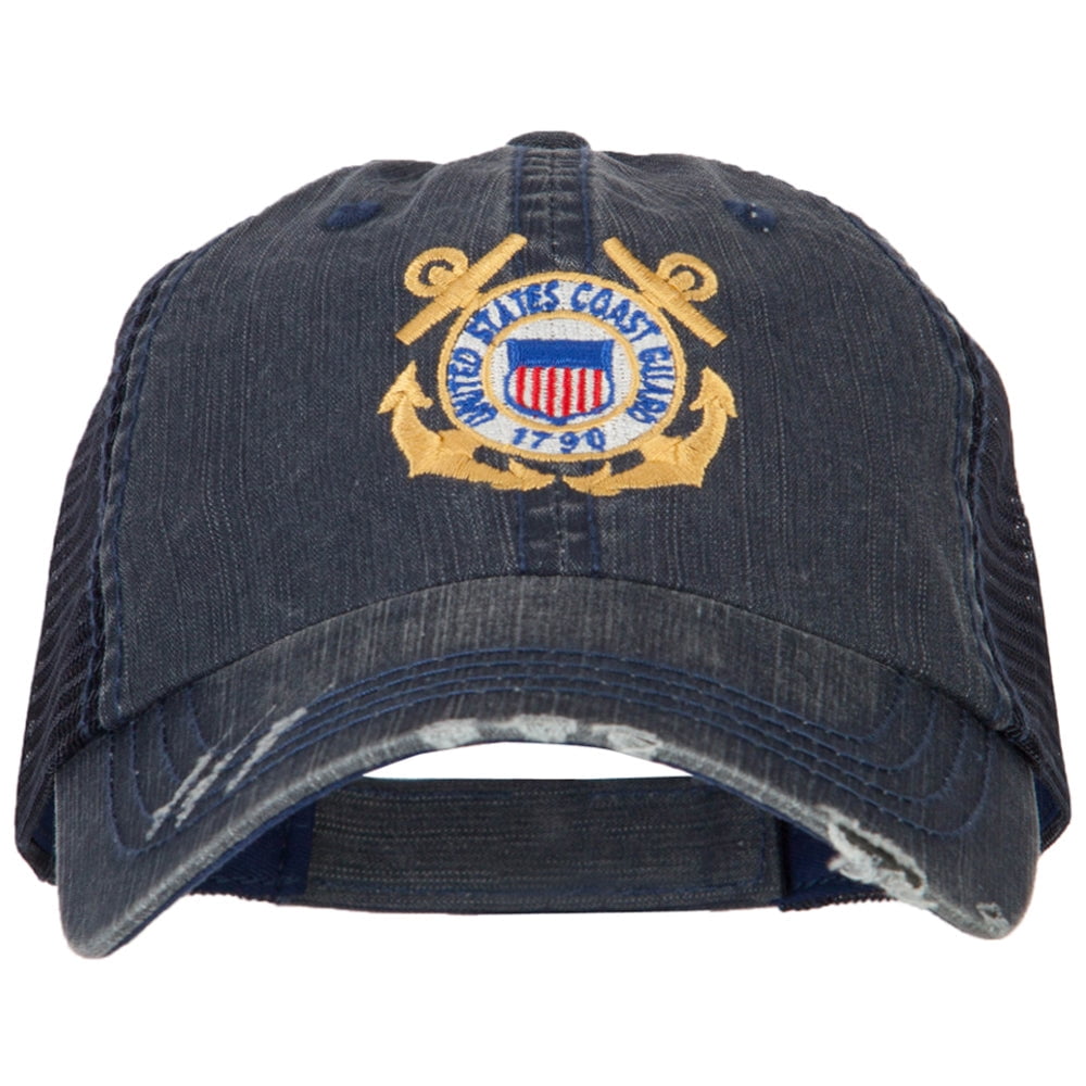 US Coast Guard Anchors Logo Embroidered Low Profile Cotton Mesh Cap ...