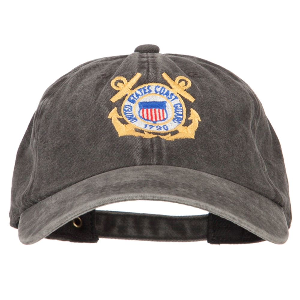 US Coast Guard Anchors Logo Embroidered Washed Cotton Cap - Black OSFM ...