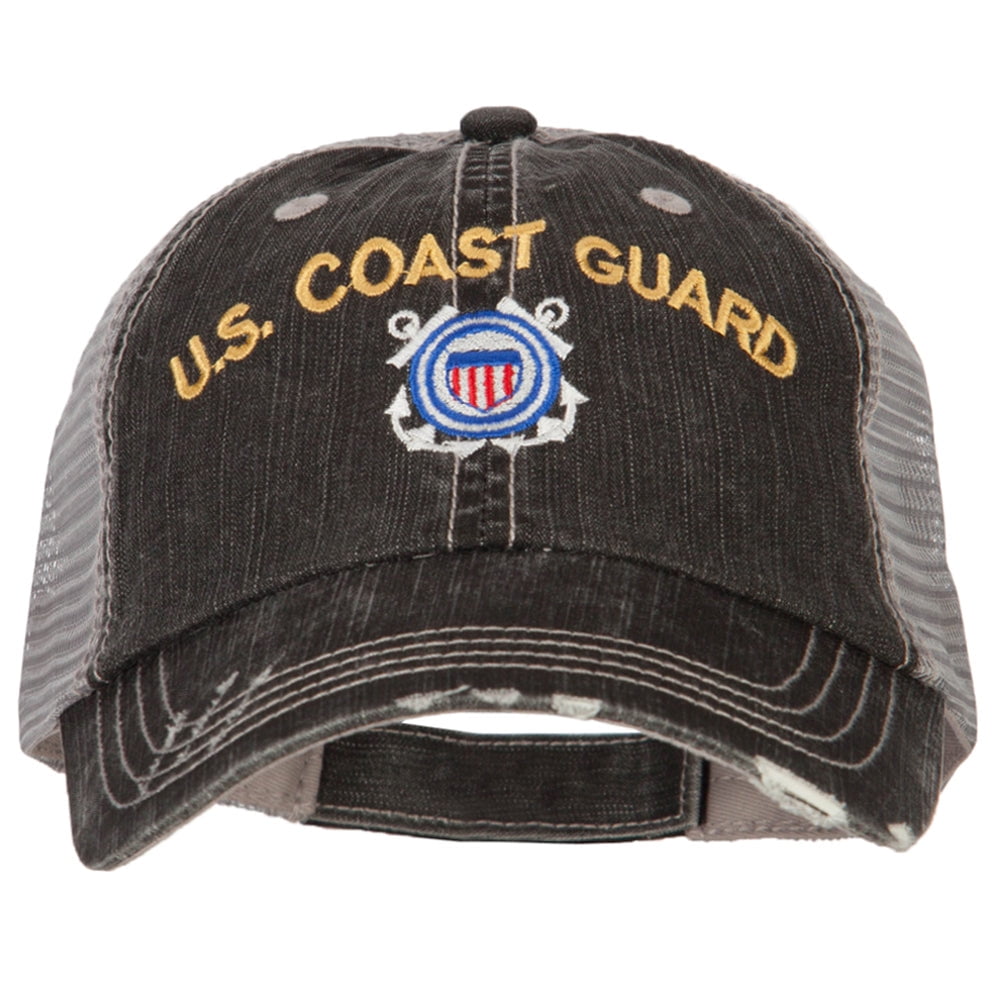 US Coast Guard Embroidered Low Profile Cotton Mesh Cap - Black OSFM ...