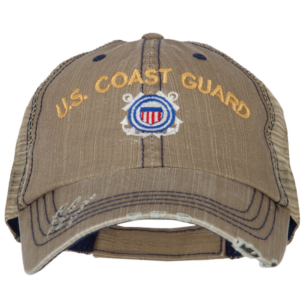 US Coast Guard Embroidered Low Profile Cotton Mesh Cap - Khaki OSFM ...