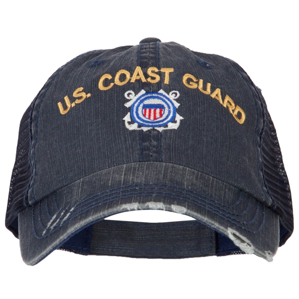 US Coast Guard Embroidered Low Profile Cotton Mesh Cap - Navy OSFM ...