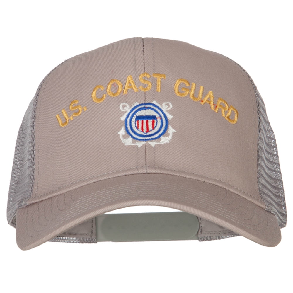 US Coast Guard Logo Embroidered Solid Cotton Mesh Pro Cap - Grey OSFM ...