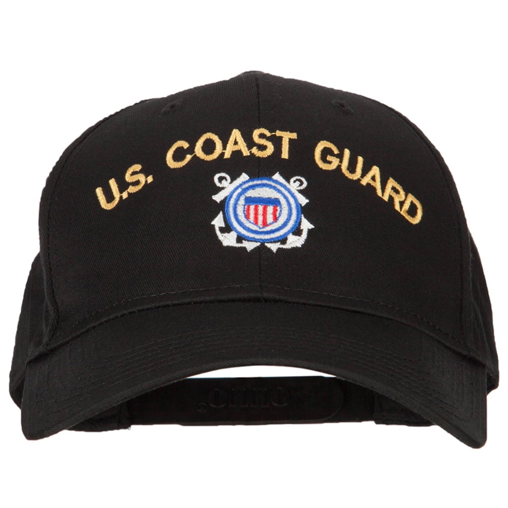 US Coast Guard Logo Embroidered Solid Cotton Pro Style Cap - Black OSFM ...