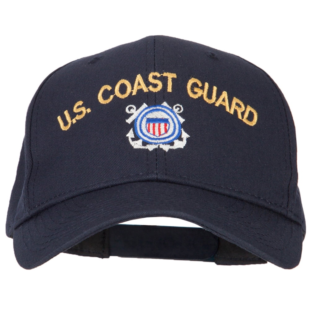 US Coast Guard Logo Embroidered Solid Cotton Pro Style Cap - Navy OSFM ...