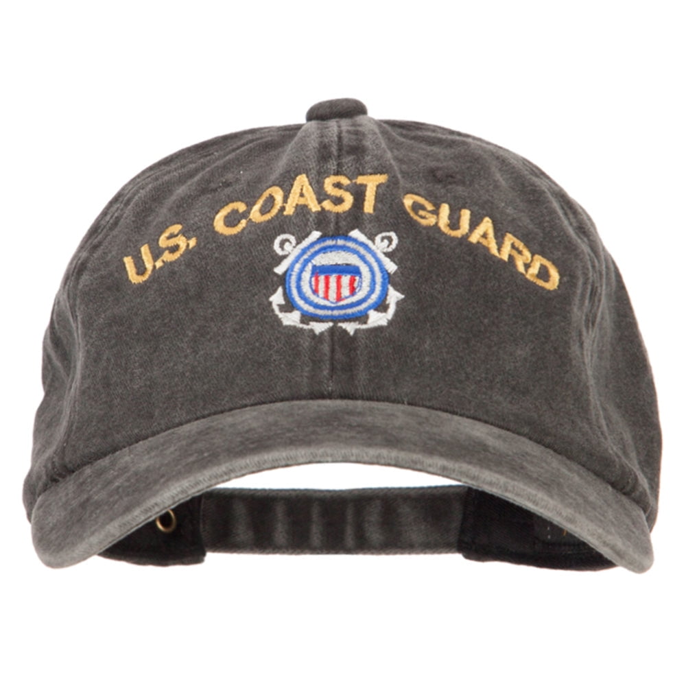 US Coast Guard Logo Embroidered Washed Cotton Twill Cap - Black OSFM ...
