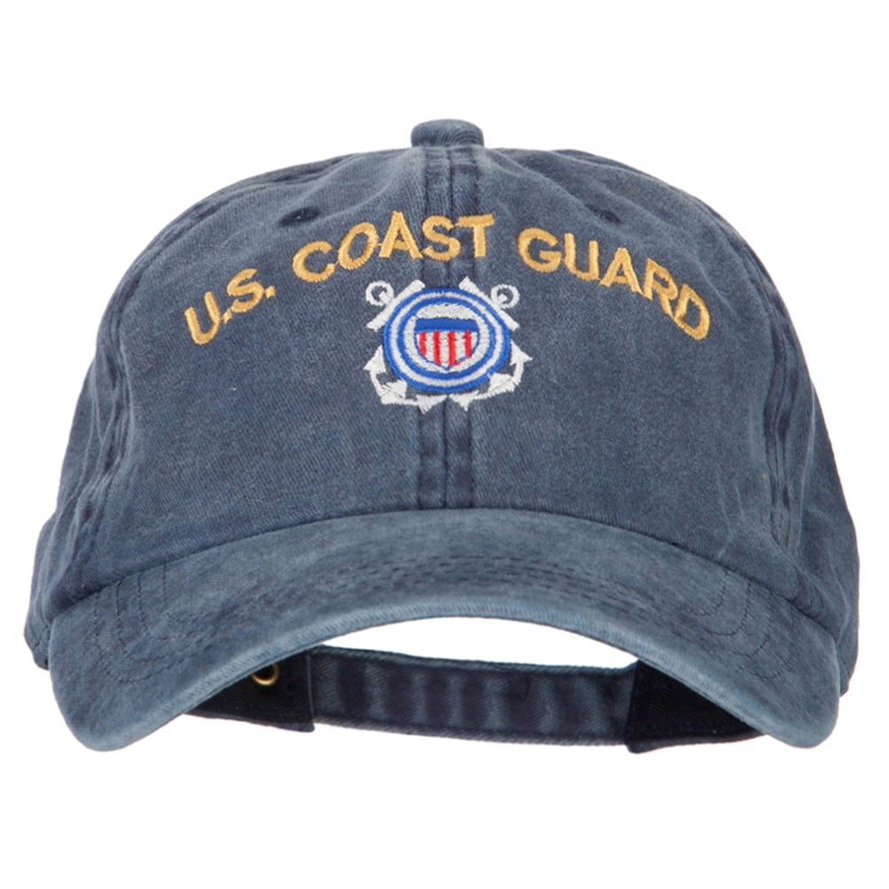 US Coast Guard Logo Embroidered Washed Cotton Twill Cap - Navy OSFM ...