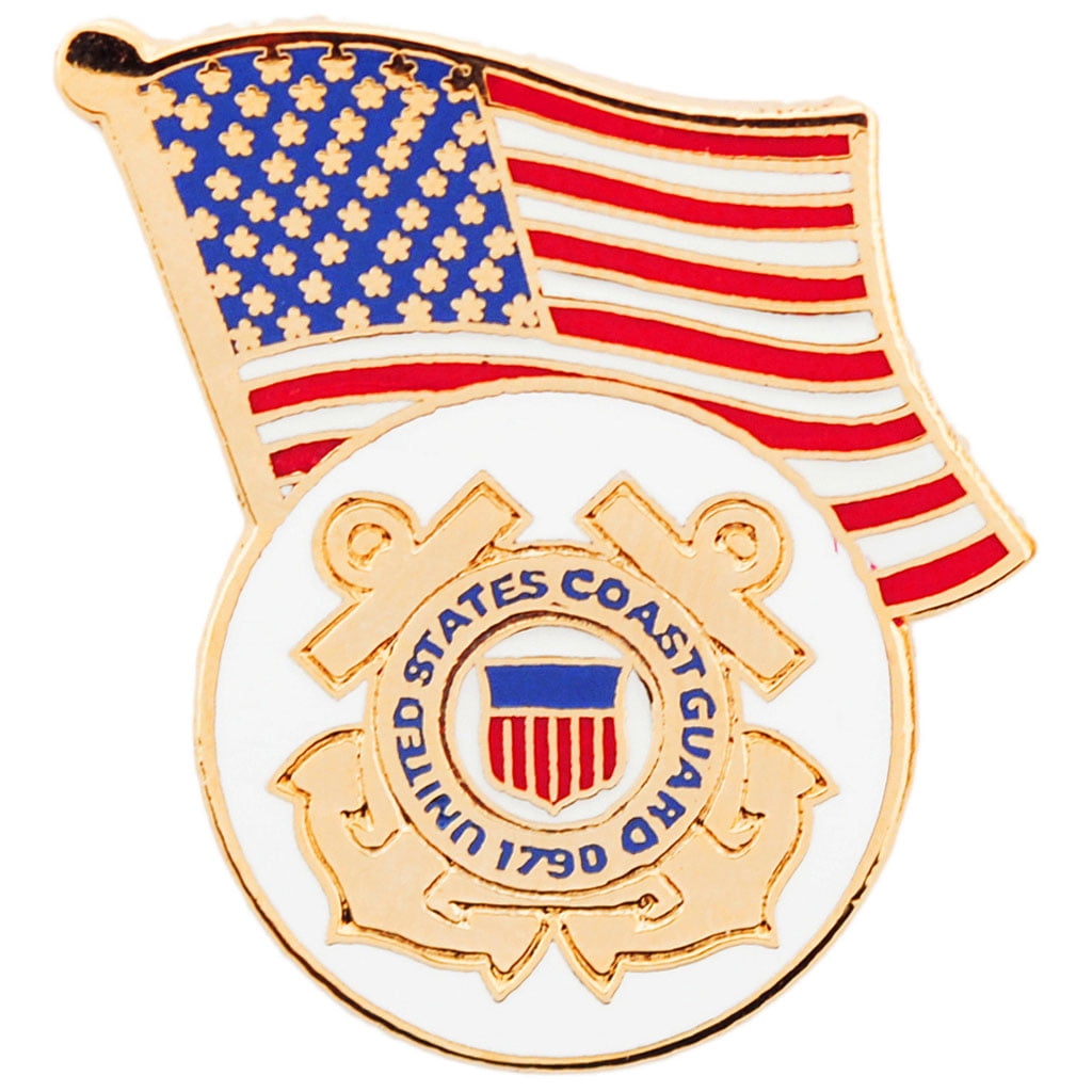 US Coast Guard Logo with USA Flag Military Lapel Pin - Walmart.com