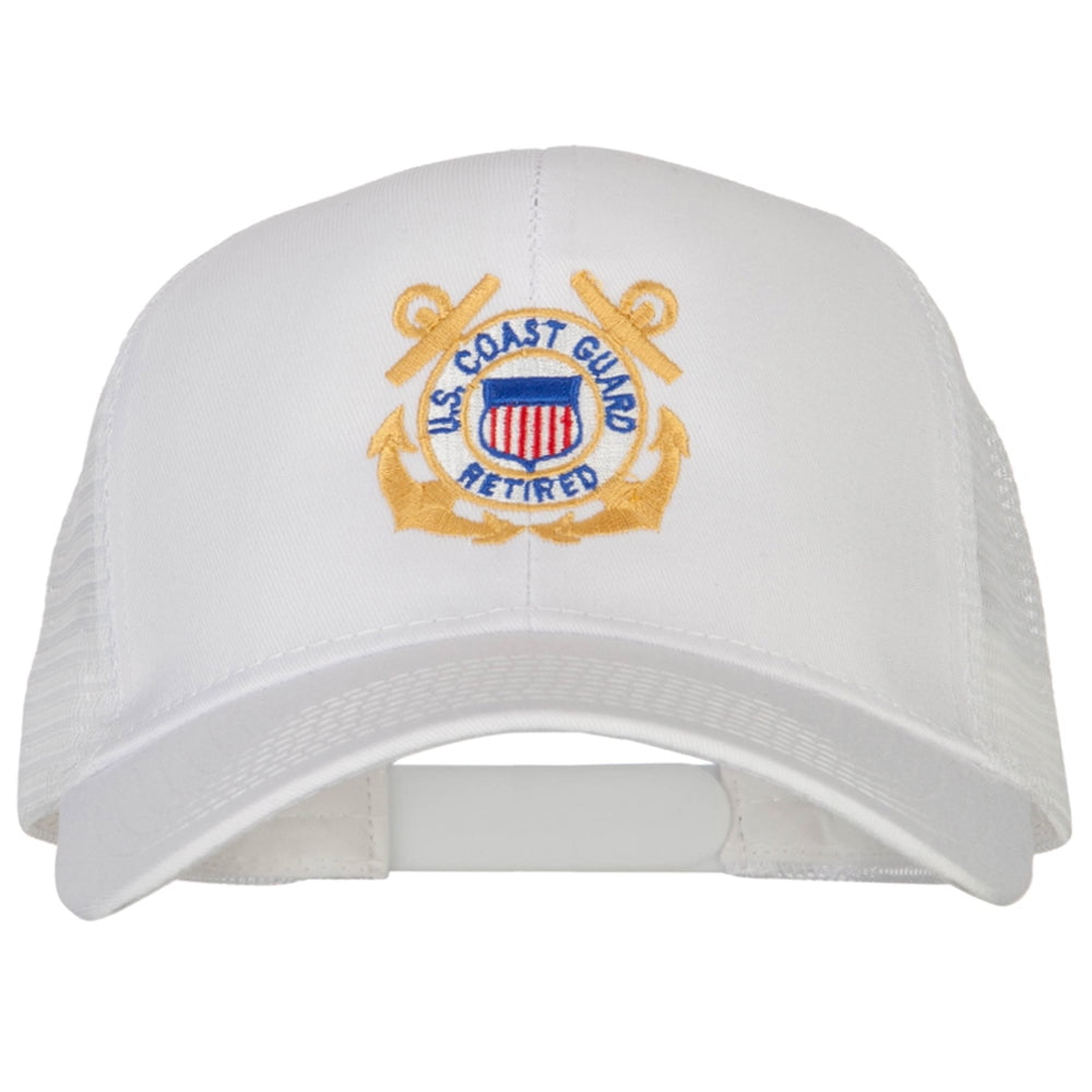 US Coast Guard Retired Anchors Embroidered Solid Cotton Mesh Pro Cap ...