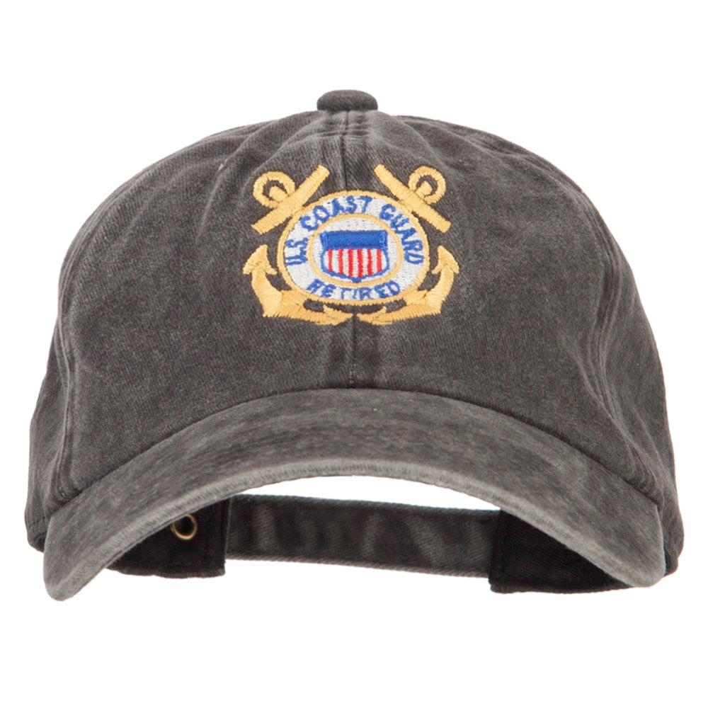 US Coast Guard Retired Anchors Embroidered Washed Cotton Cap - Black ...