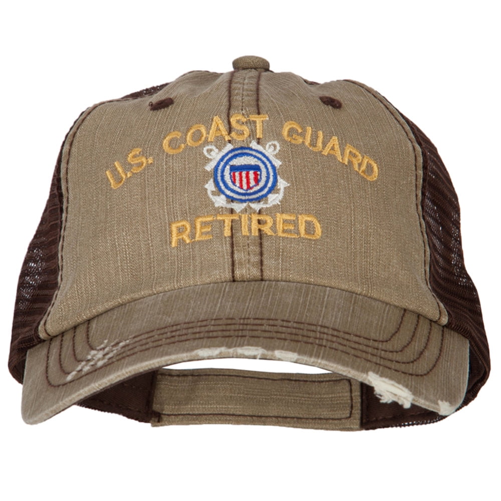 US Coast Guard Retired Embroidered Low Profile Cotton Mesh Cap - Khaki ...