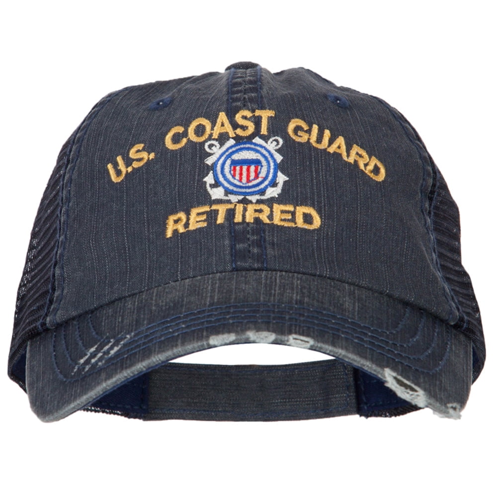 US Coast Guard Retired Embroidered Low Profile Cotton Mesh Cap - Navy ...