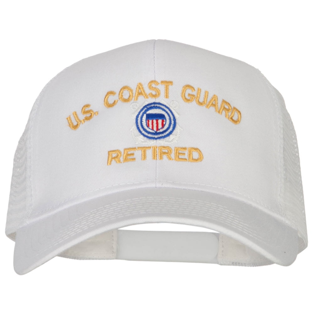 US Coast Guard Retired Embroidered Solid Cotton Mesh Pro Cap - White ...