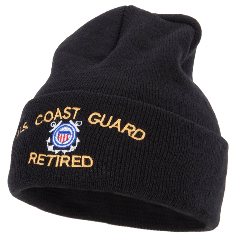 US Coast Guard Retired Logo Embroidered 12 Inch Long Knitted Beanie ...