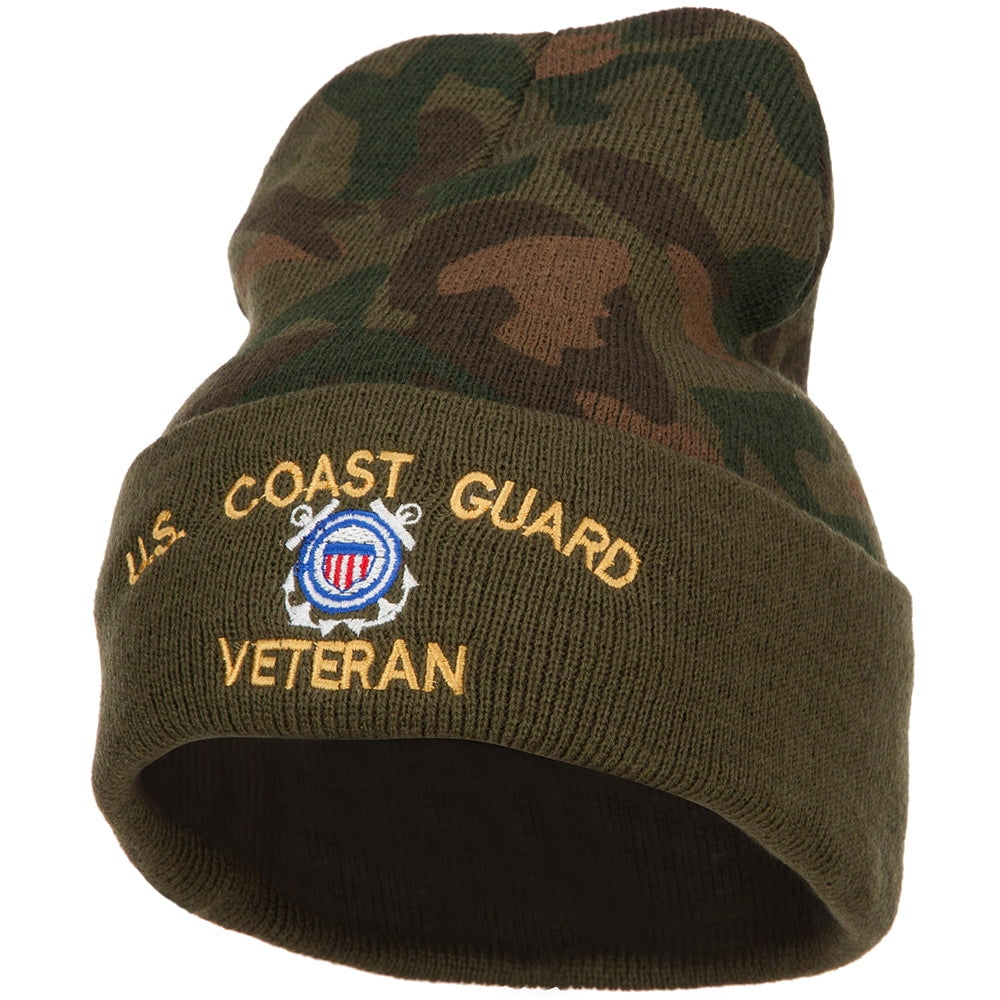 US Coast Guard Veteran Military Embroidered Camo Long Beanie - Green ...