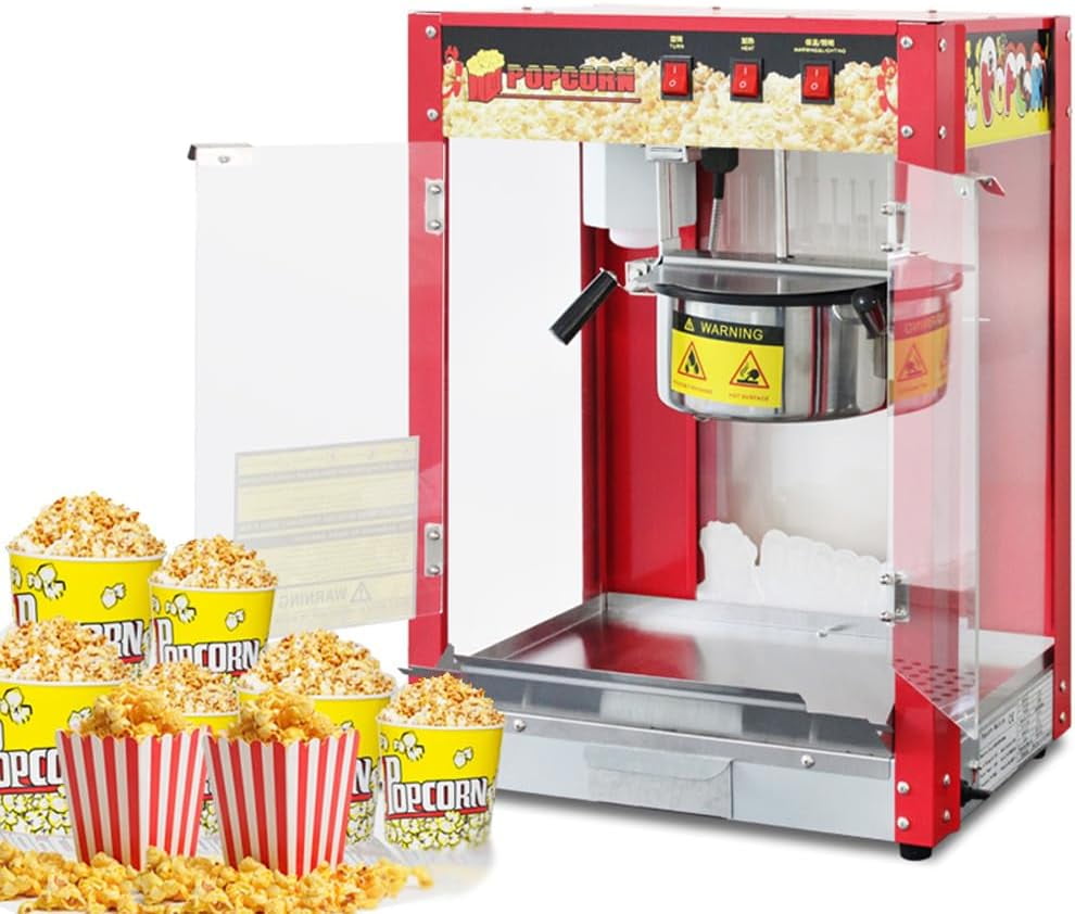 US Commercial Popcorn Machine, 8oz Popcorn Maker with Stainless-Steel ...