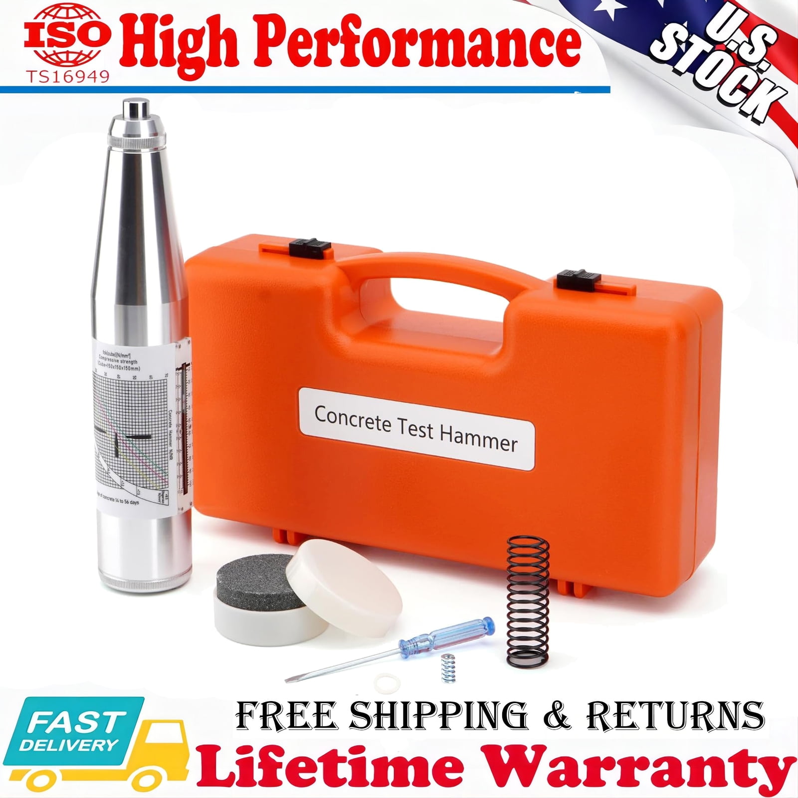 US Concrete Rebound Hammer Concrete Hammer Tester 10-60Mpa 1450-8702psi ...