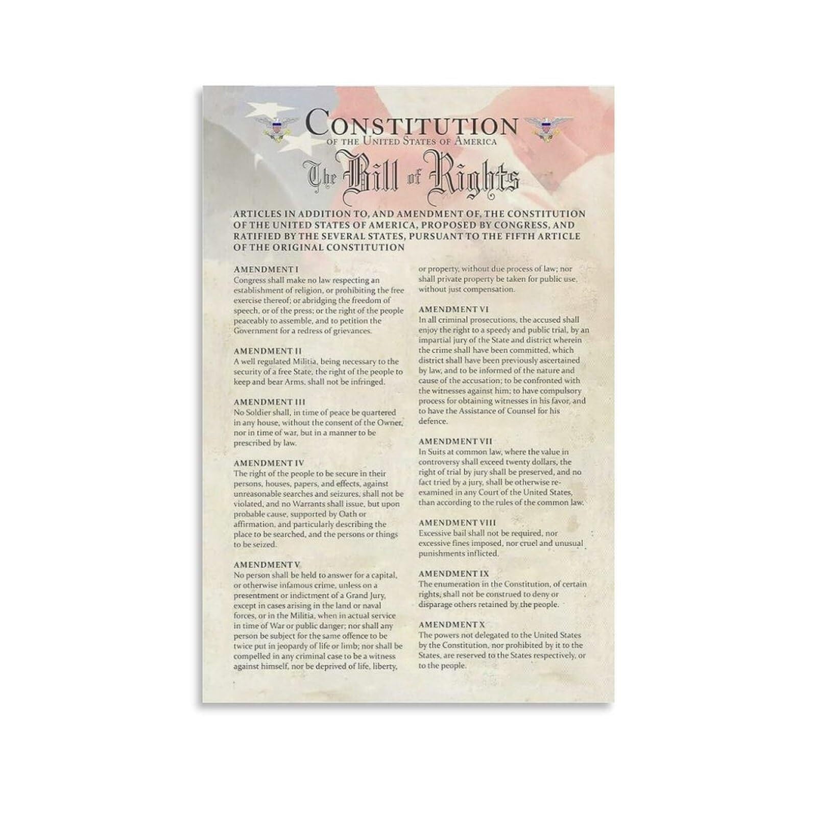 The US Constitution The Bill Of Rights Poster, History Government ...