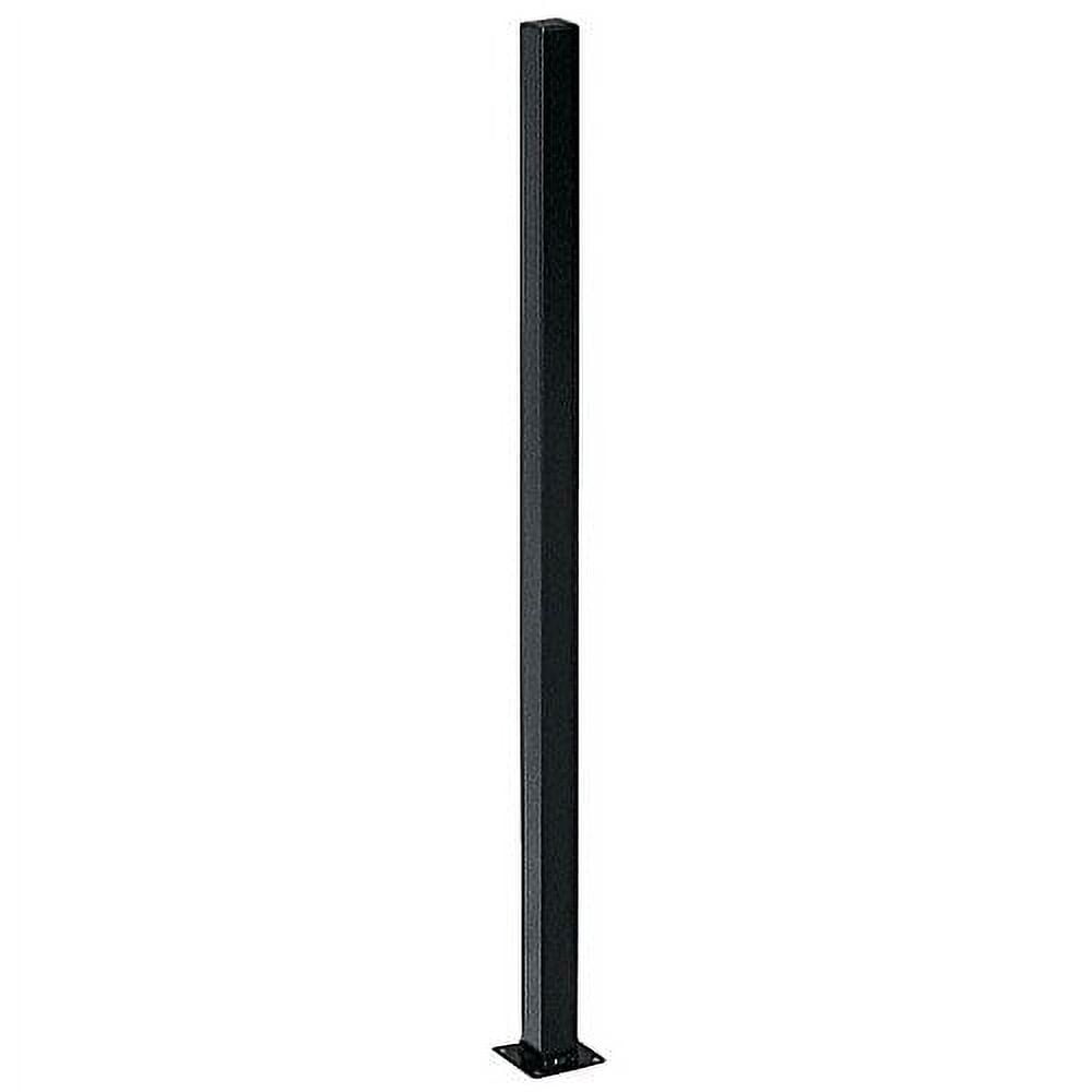 US Door and Fence, 2 in. x 4 ft. Black Metal Fence Post with Flange Cap ...