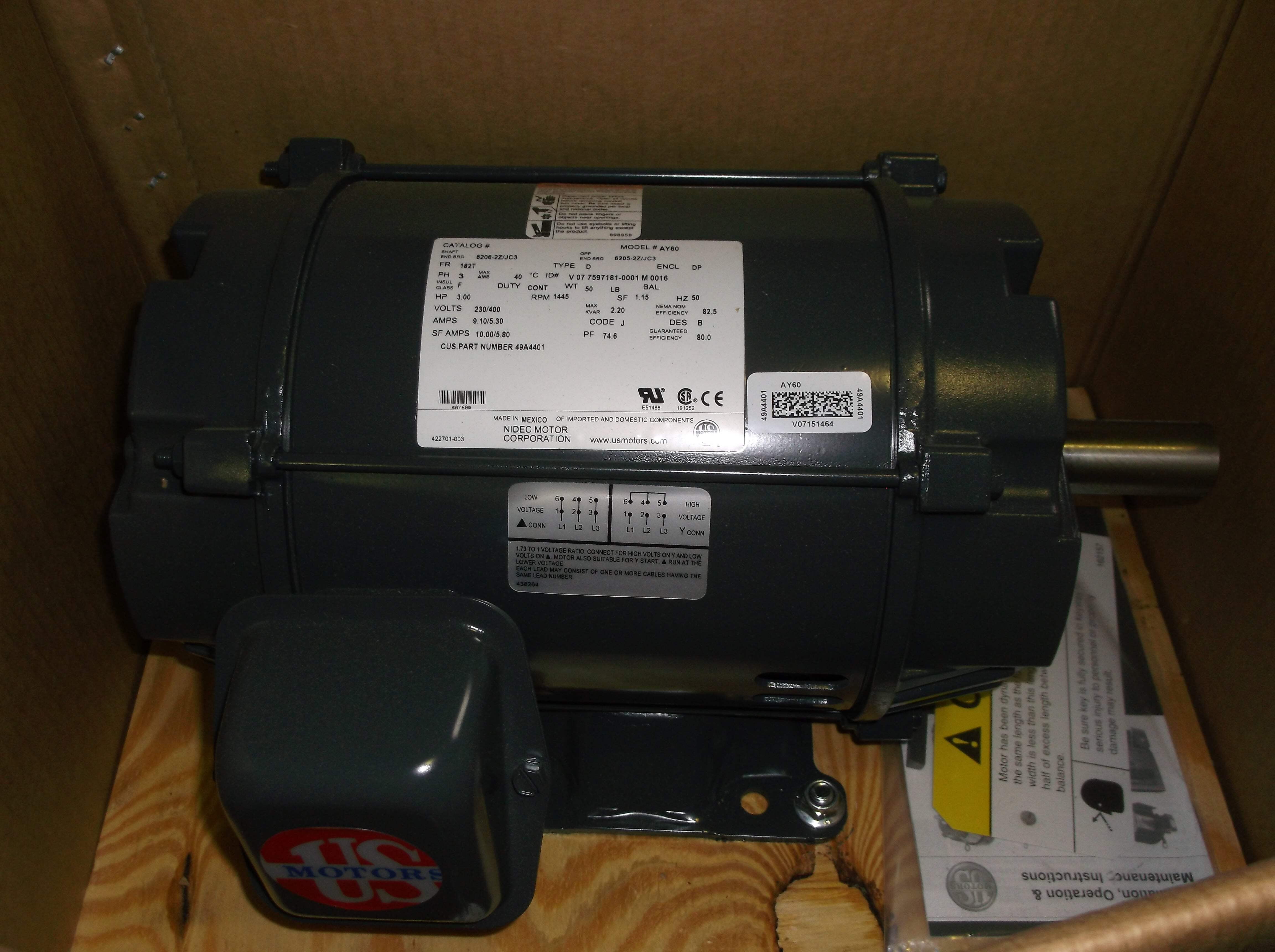 US ELECTRIC 49A4401 3 HP ELECTRIC MOTOR 170100 - Walmart.com