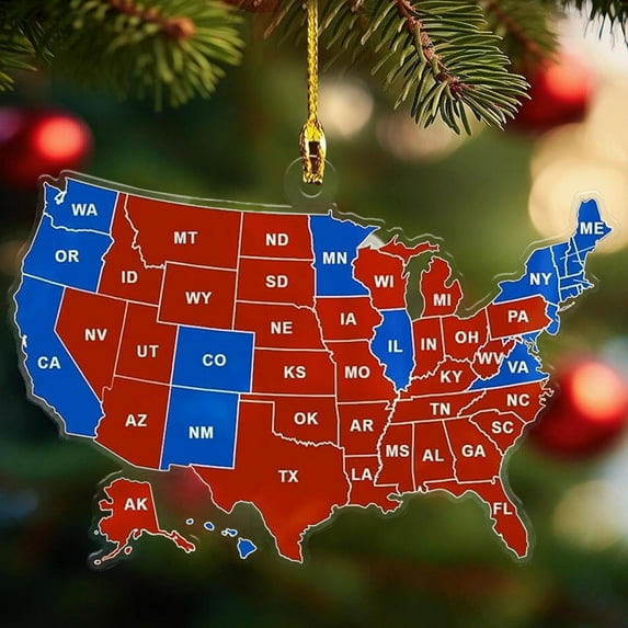 US Election Map 2025 Ornament, Magical Map Christmas Decoration ...