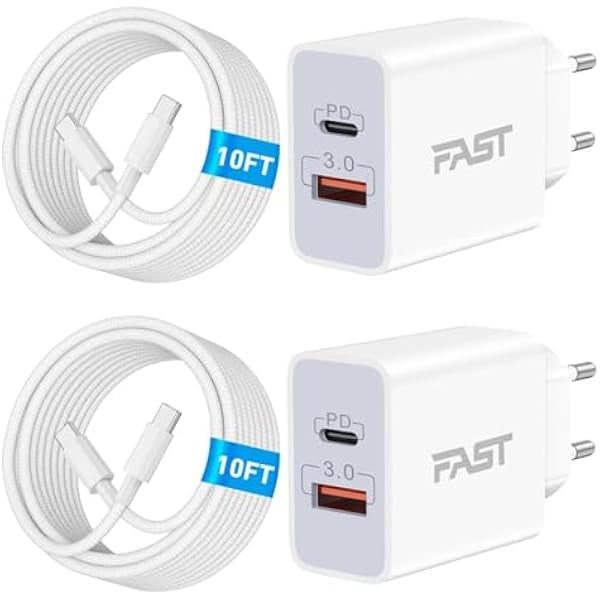 US to Europe Plug Adapter, 20W 2-Port PD+QC Fast USB C Wall Charger ...