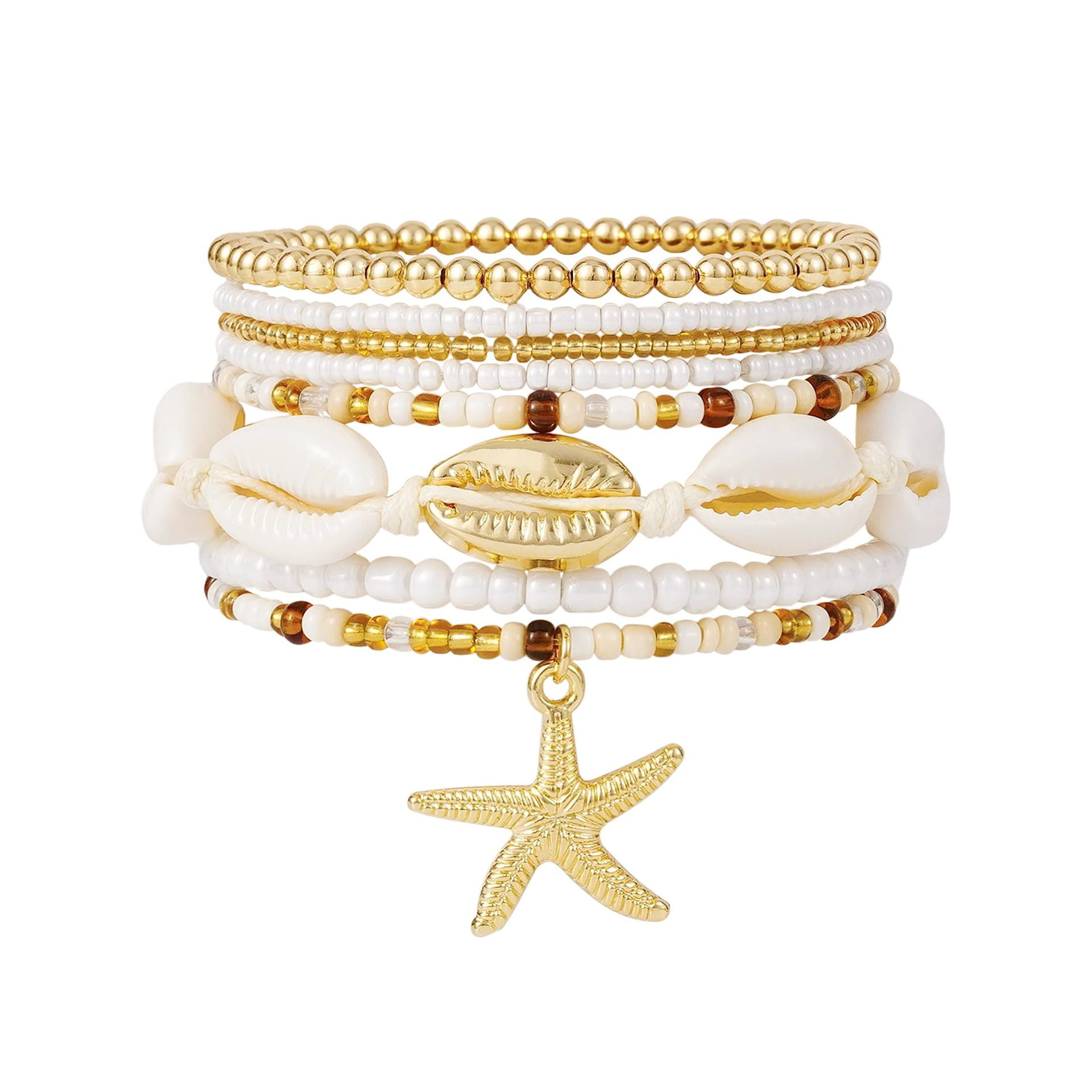 US Exclusive Bracelet Shell Bead Bohemian Elastic Retro Elegant/Style 6 ...