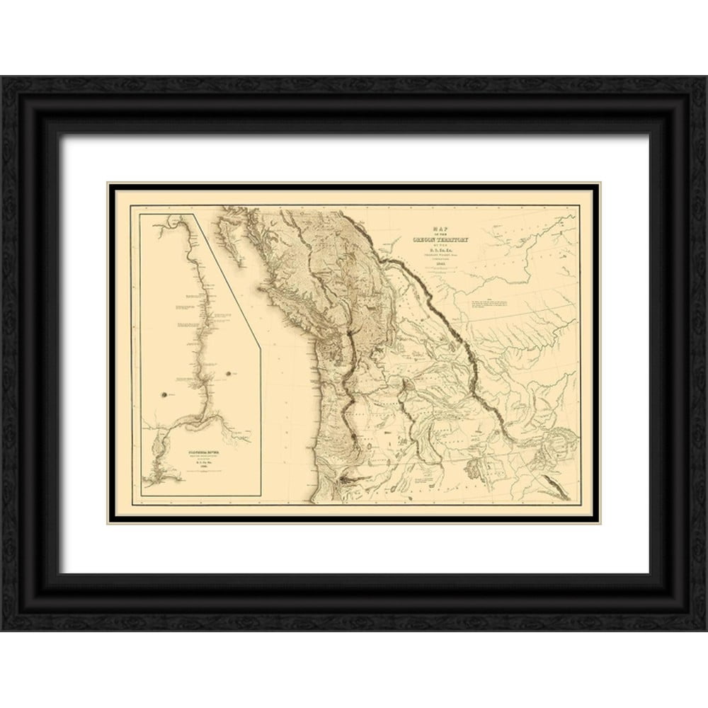 US Exploring Expedition 24x18 Black Ornate Wood Framed with Double ...