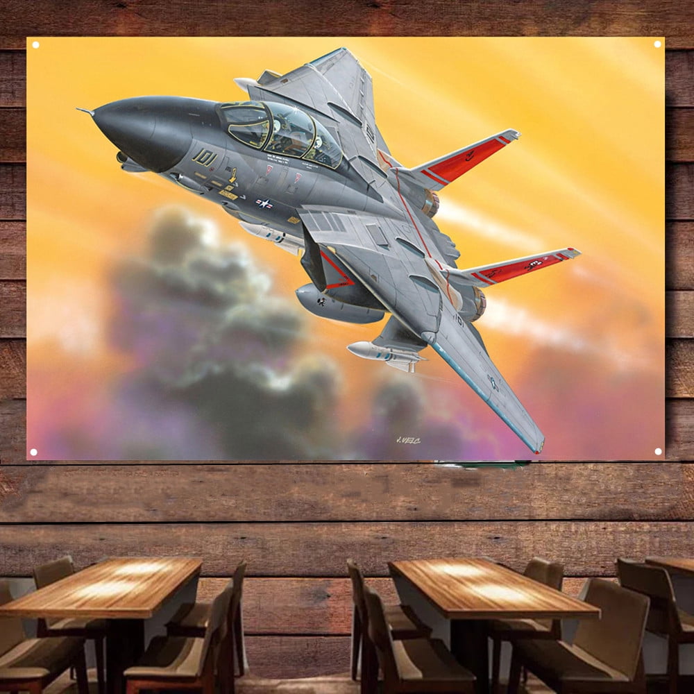 US F-14D Tomcat Fighter Jet Banner - Air Force Military Wall Art Poster ...