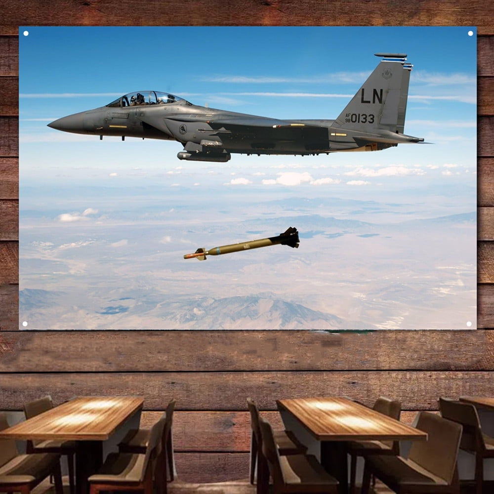 US F-15 Eagle Fighter Jet Banner - 38" x 57" Air Force Military Wall ...