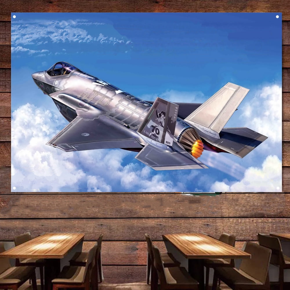 US F-35A Lightning II Fighter Jet Poster Wall Hanging Flag 38" x 57 ...