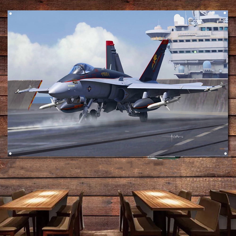 US F/A-18C Hornet Fighter Jet Banner Wall Art - Aviation Military ...