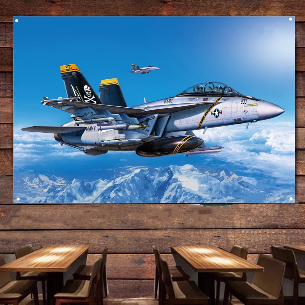 US F/A-18F Super Hornet Fighter Jet Poster Home Decor Banners & Flags ...
